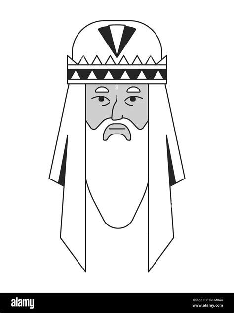 Sage Man Monochrome Flat Linear Character Head Stock Vector Image And Art Alamy