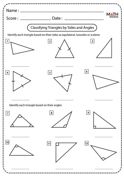 Classifying Triangles Worksheets Math Monks Triangle Worksheet Angles Worksheet Geometry