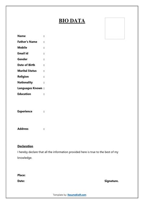 20 Sample Bio Data Formats For Job Pdf And Word Free Download 2024