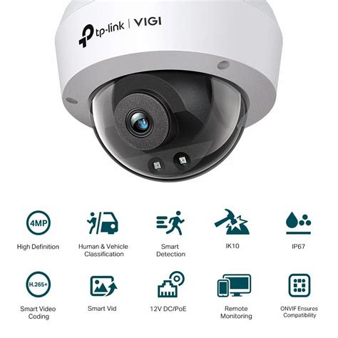 Tp Link Vigi C240i 4mp Ir Dome Network Camera Ik10 Vandal Proof Ip67