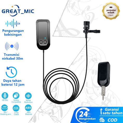 Jual Microphone Wireless Dual Mikrofon Clip On Mic Tanpa Kapel Microphone Youtuber Suara Jernih