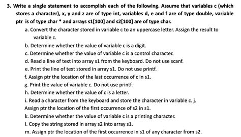 Solved 3 Write A Single Statement To Accomplish Each Of The