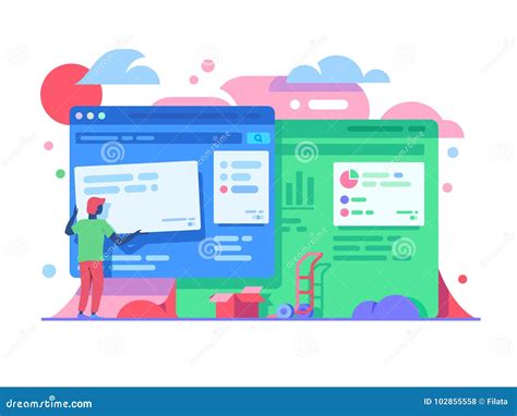 Progress Of Web Design Work Stock Vector Illustration Of Plan Idea