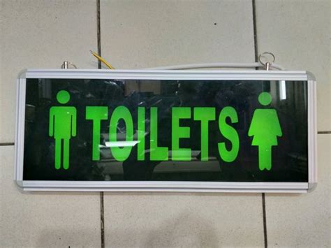 Jual Lampu Exit Led Kaca 2 Sisi Toilet Exit Sign Led Mirror 2 Muka Toilet Di Lapak Sumber