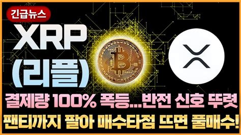 Xrp리플코인 전망 결제량 100 폭등 반전 신호 뚜렷 팬티까지 팔아 매수타점 뜨면 풀매수 Youtube
