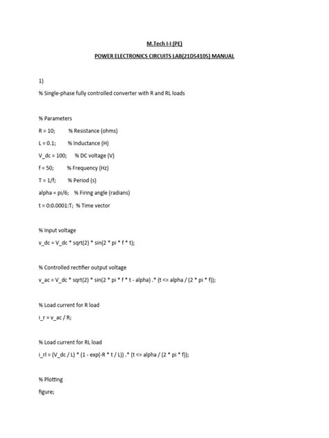 Power Electronics Circuits Lab Manual Pdf Power Electronics Electrical Circuits