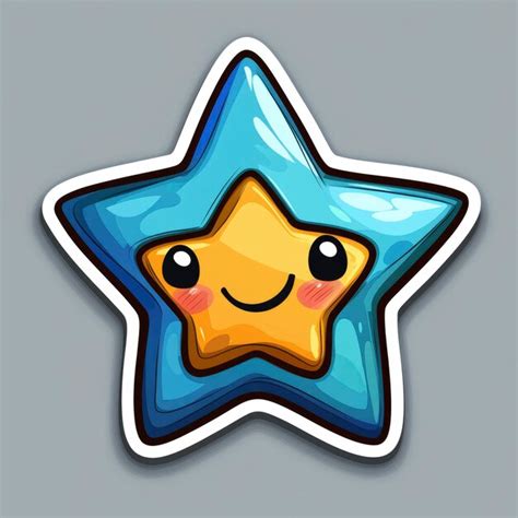 Cute Cartoon Star Sticker Premium Ai Generated Image