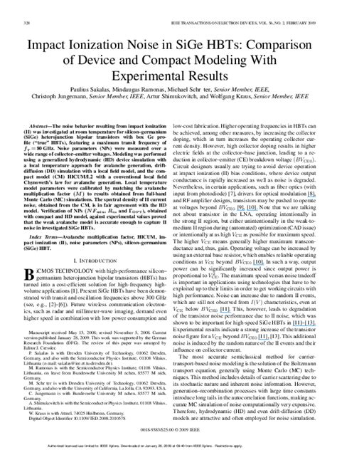 Pdf Impact Ionization Noise In Sige Hbts Comparison Of Device And