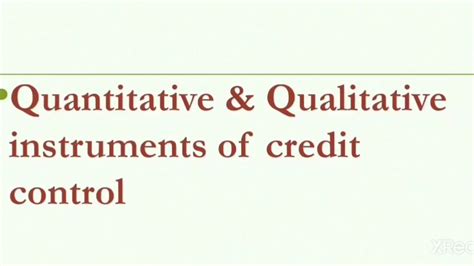 Quantitative And Qualitative Instruments Of Credit Control Money Supply Youtube