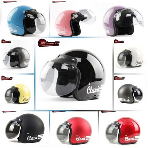 Promo Helm Murah Clasic Cewe Hijab Cowo Dewasa Sni Bogo Retro Banyak Warna Kaca Bogo Kota