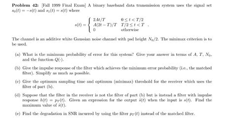 Problem Fall Final Exam A Binary Baseband Chegg