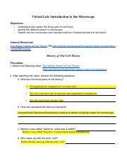 Exploring Cell Theory Virtual Lab Microscope Guide Virtual Lab Introduction To The