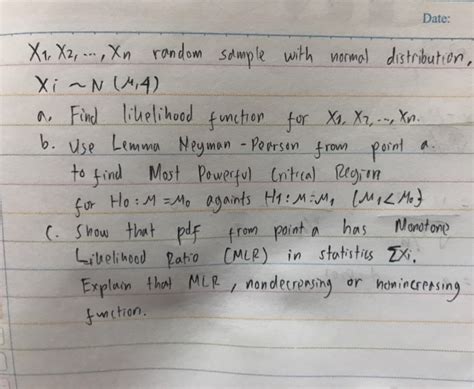 solved date x1 x2 xn random sample with normal
