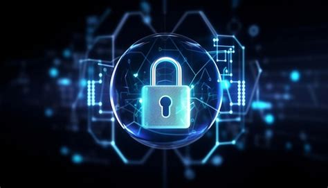 Premium Photo Cyber Security Concept Shield Digital Lock Generative Ai