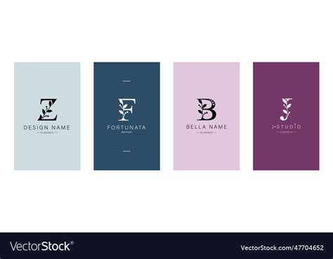 Set Logo Of Botanical Minimalistic Capital Letter Vector Image