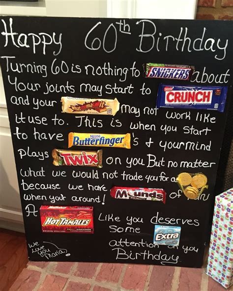 60th Birthday Candy Bar Sign And T Box Ideas Moms 65th Birthday