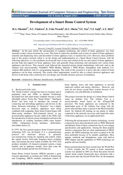 PDF Development Of A Smart Home Control System