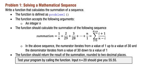 solved problem 1 solving a mathematical sequence write a
