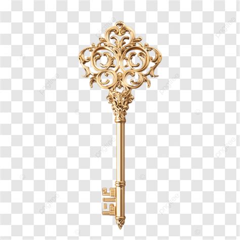Decorative Gold Key With Elegant Patterns Golden Key Ornate Design