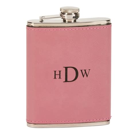 Pink Leatherette Flask Gilsons Engraving And Elegant Ts