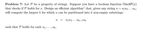 Solved Problem Let P Be A Property Of Strings Suppose Chegg