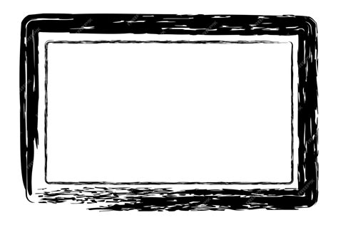 Premium Vector Vector Simple Double Line Rectangle Frame From Black Crayon At White Background