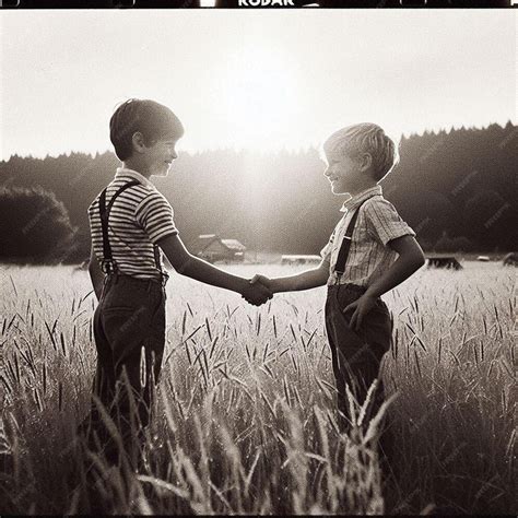 Two Boys Doing A Handshake Premium Ai Generated Image