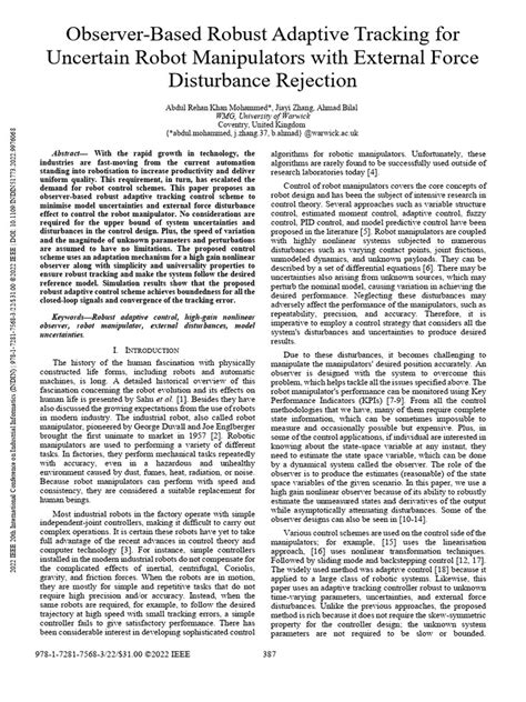 1 Observer Based Robust Adaptive Tracking For Uncertain Robot Manipulators With External Force