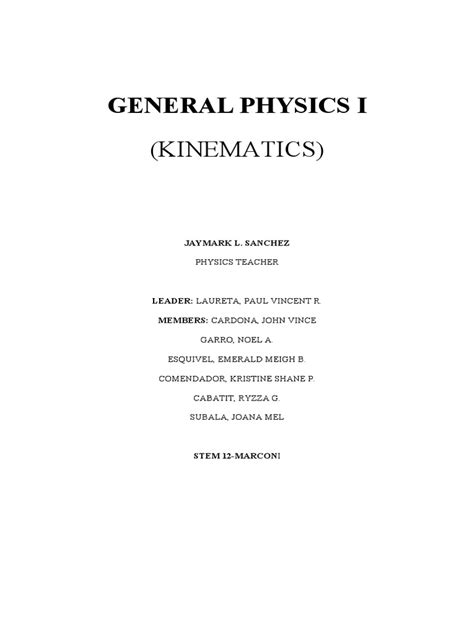 Kinematics Pdf Kinematics Physics