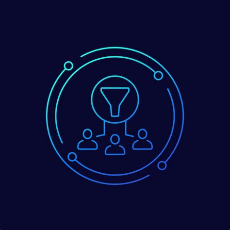 Filtrando O ícone De Vetor De Linha De Dados De Usuários Vetor Premium