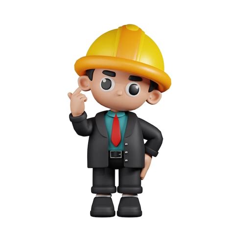 Premium Psd 3d Character Engineer Giving Mini Love Pose