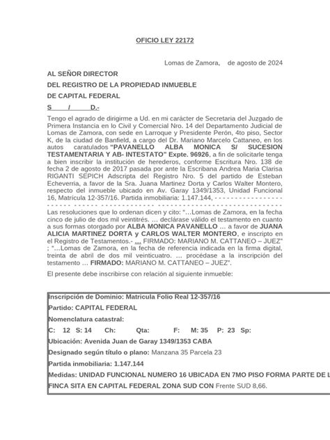 Oficio Ley Pdf Argentina Documento