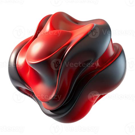 Vibrant Minimalist A Fluid Amorphous Shape In Deep Red And Black With A Textured Surface And