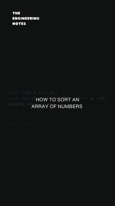 How To Sort An Array Of Numbers In Javascript Youtube