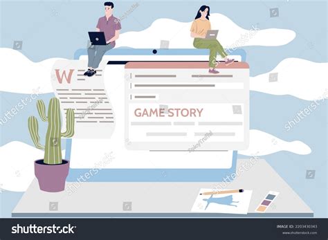 Game Development People Programming Gaming Script Stock Vector Royalty
