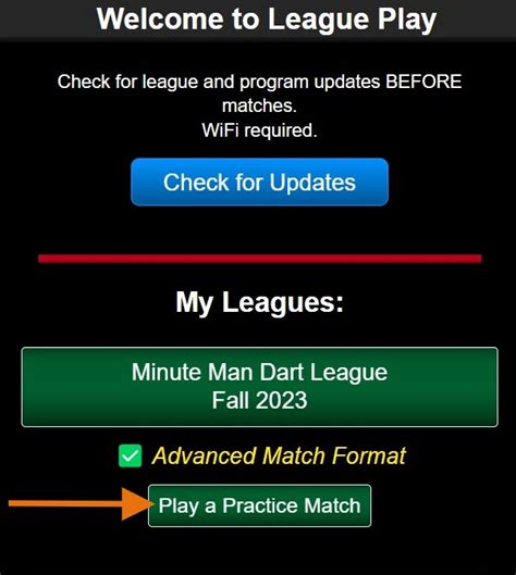 play a pre season league practice match dartconnect