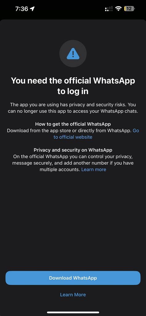 Official Whatsapp Business App Does Not Think Its Official Rwhatsapp