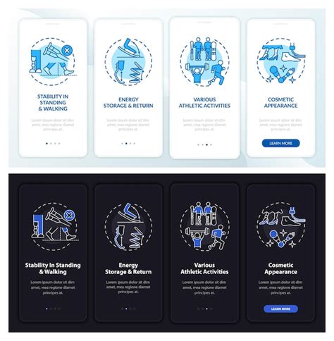 Premium Vector Leg Prostheses Tasks Onboarding Mobile App Page Screen With Concepts