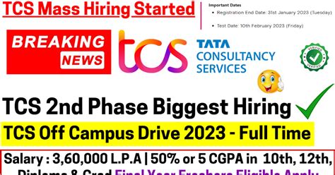 Tcs Off Campus Drive Free Nqt Mass Hiring 2023 Started Associate