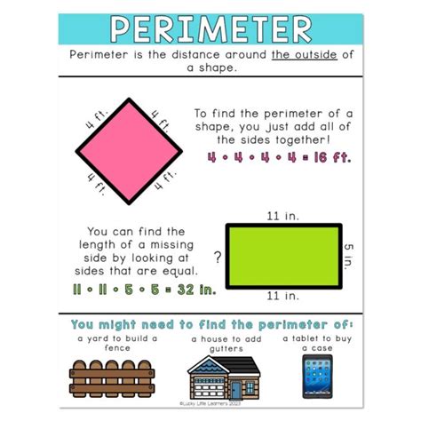 Lucky To Learn Math Unit 8 Geometry And Fractions Anchor Chart Perimeter Lucky Little