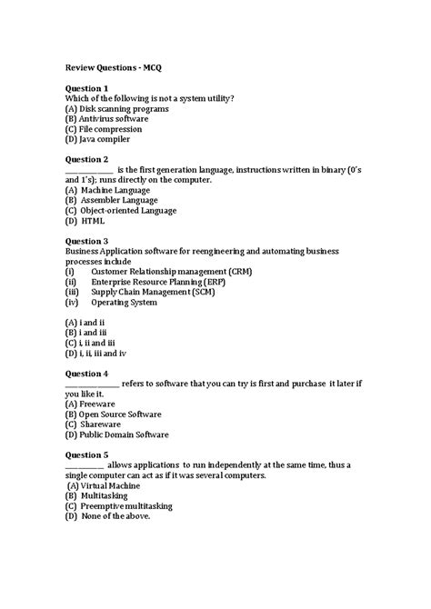 Topic 03 Tutorial Computer Software Questions Review Questions Mcq Question 1 Which Of The
