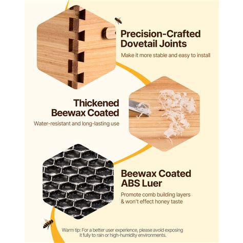 Vevor Bee Hive 40 Frame Bee Hives Starter Kit Beeswax Coated Fir Wood