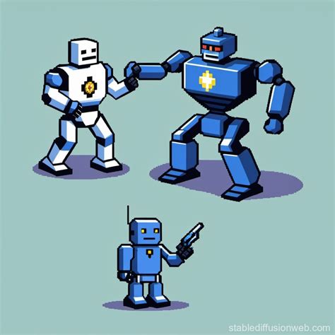 Ai Robot Showdown Police Vs Bandit Stable Diffusion Online Ai Robot Showdown Police Vs Bandit Stable Diffusion Online