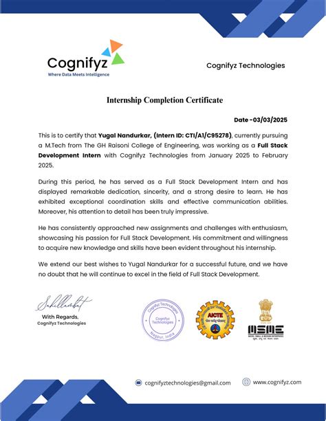 Cognifyz Cognifyztech Cognifyztechnologies Internship Yugal Nandurkar
