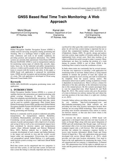 Pdf Gnss Based Real Time Train Monitoring A Web Approach