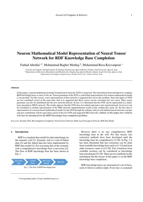 [pdf] neuron mathematical model representation of neural tensor network