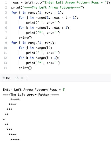 Python Program To Print Left Arrow Star Pattern