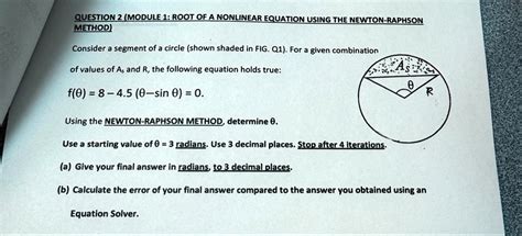 Question 2 Module 1 Root Of A Nonlinear Equation Using The Newton