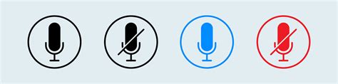 Mute And Unmute Audio Microphone Flat Vector Icons For Video Apps And