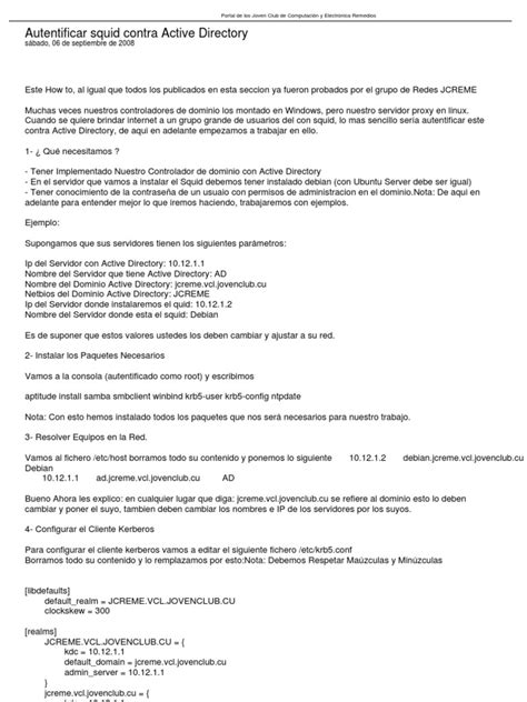 Tutorial Squid Active Directory Ldap Descargar Gratis Pdf